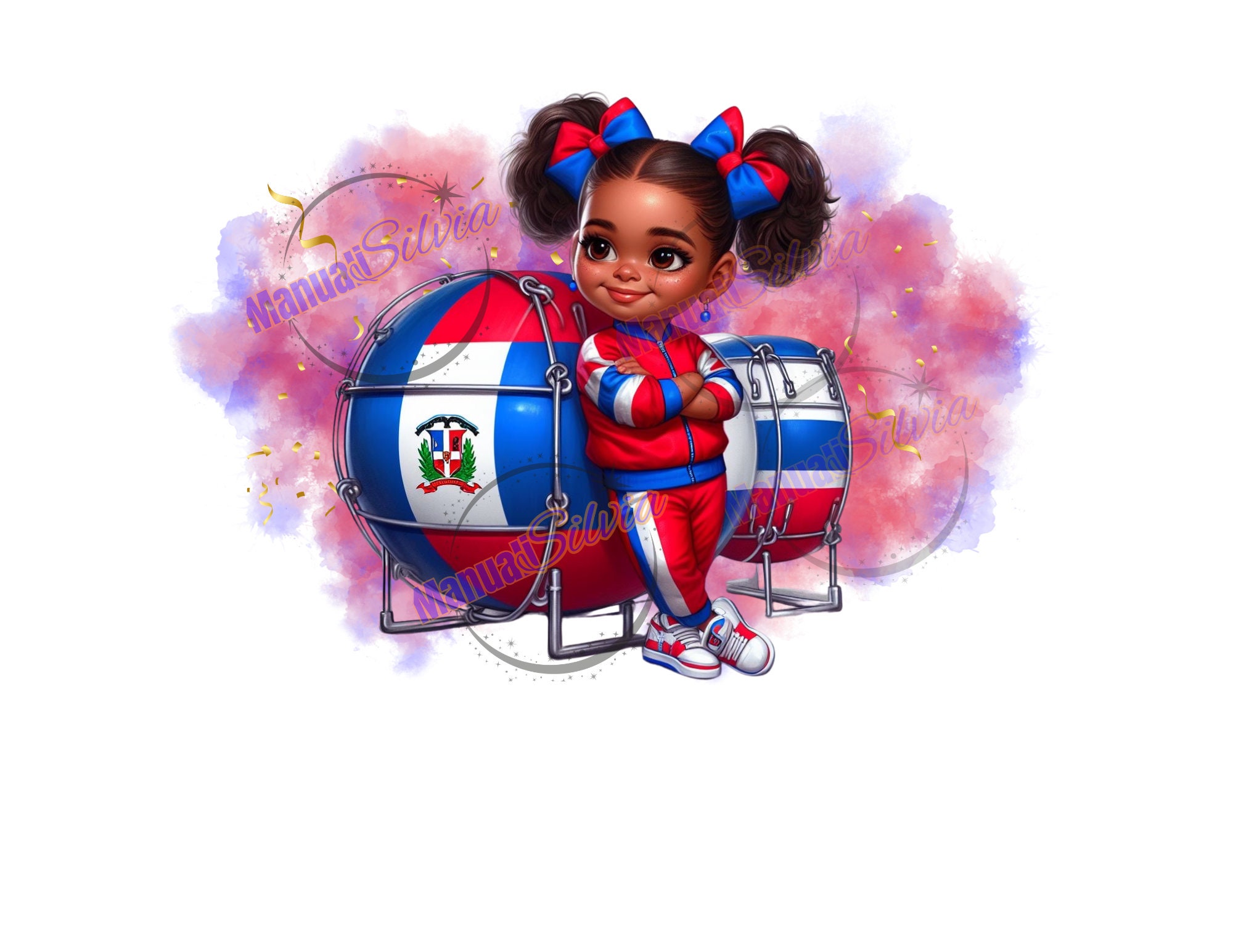 Dominican Republic Girl With Drums PNG: Shirt & Mug Design (digital ...