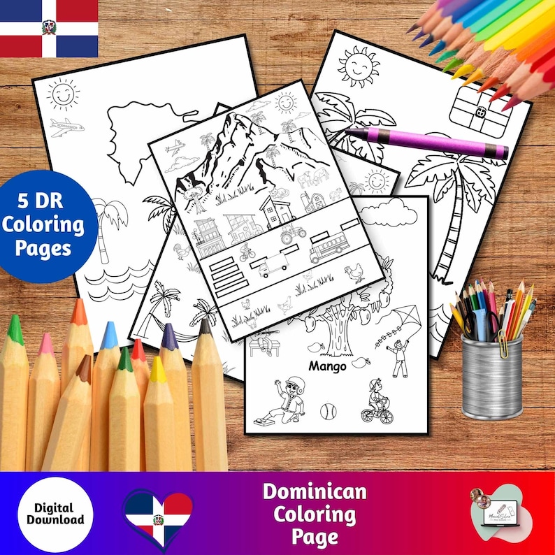 Dominican Republic Coloring Pages: Kids' Educational Activity (PDF ...