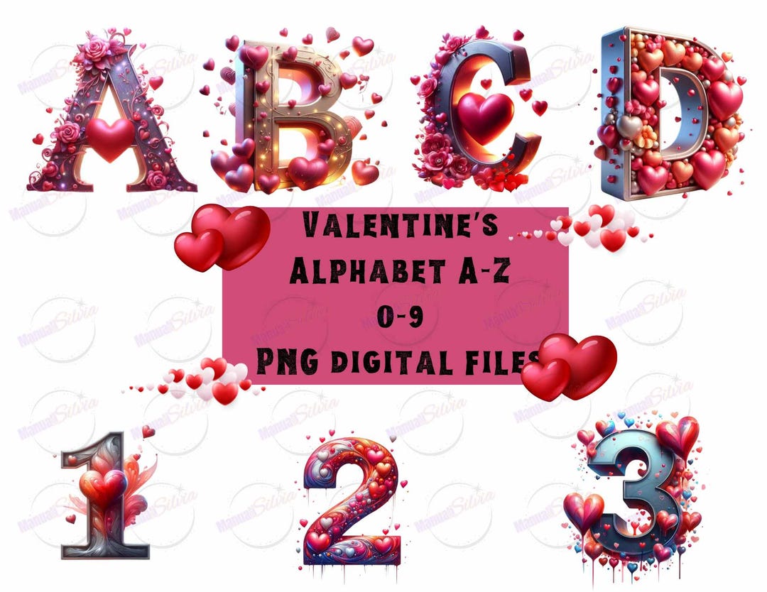 Valentine's Alphabet Clipart: Love Letters PNG (digital Download) - Etsy