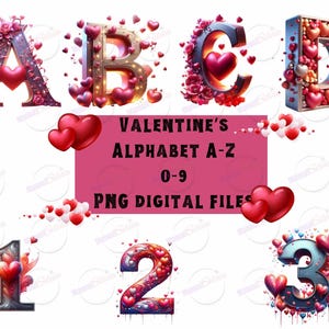 Valentine's Alphabet Clipart: Love Letters PNG (digital Download) - Etsy