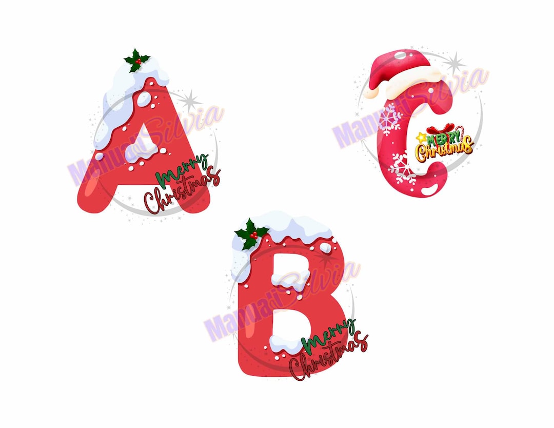 Festive Christmas Alphabets Digital Designs for Holiday Crafts and ...