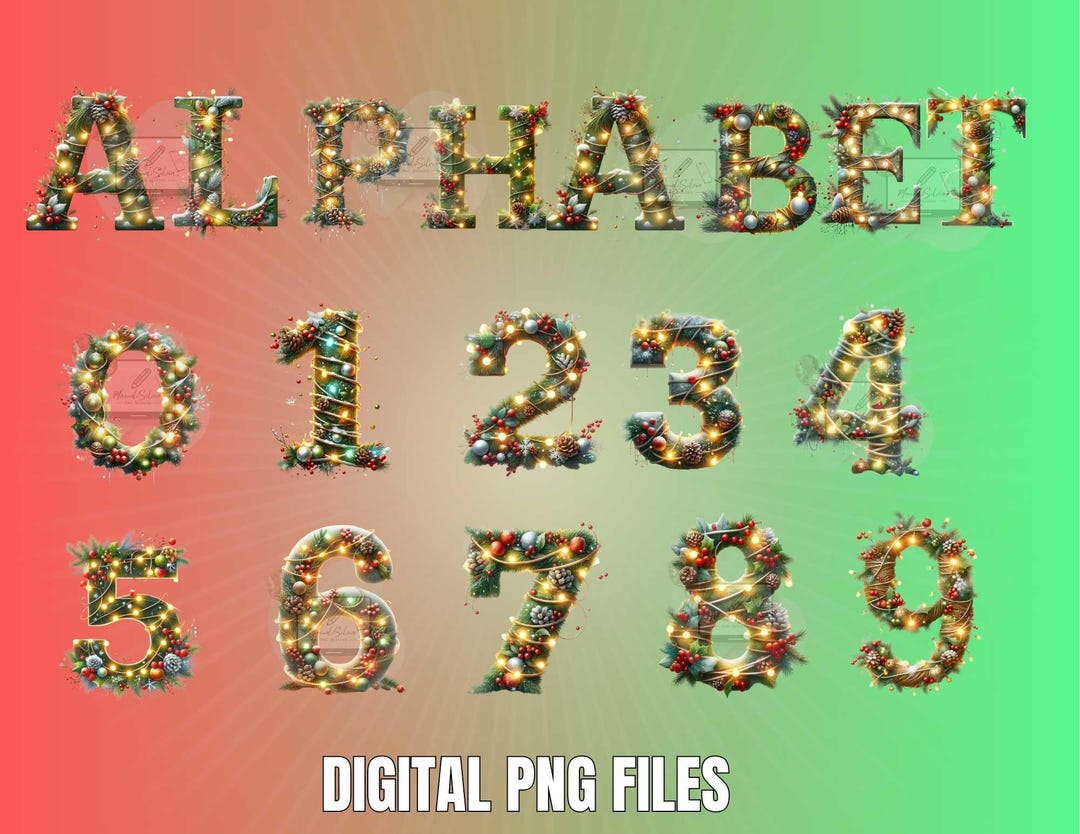 Christmas Light Alphabet PNG: Festive Monogram Letters (digital ...