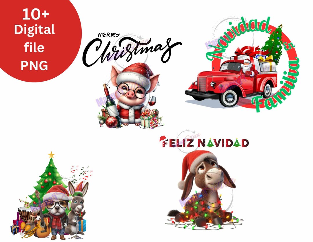 Festive Christmas Clipart PNG Collection - Digital Download for Holiday ...