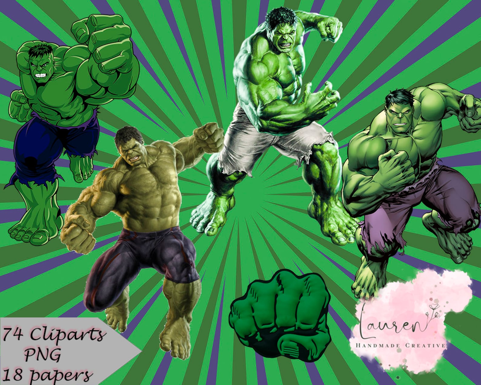 Hulk Clipart, Hulk Birthday, Hulk Digital Paper, Hulk PNG, Hulk Design ...