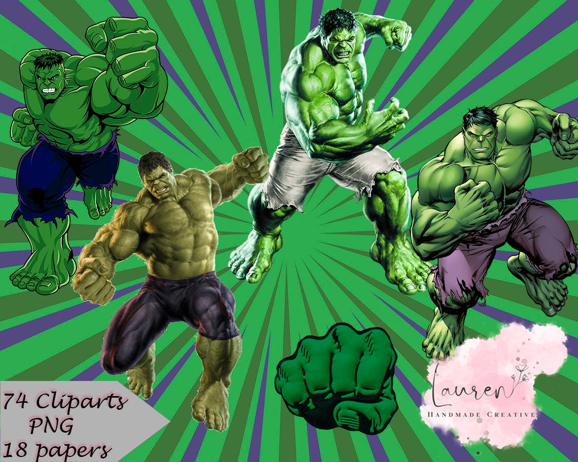 Hulk Clipart, Hulk Birthday, Hulk Digital Paper, Hulk PNG, Hulk Design ...