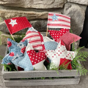 Patriotic Farmhouse Decor Set: Mini Flags & Star Pillows - Etsy