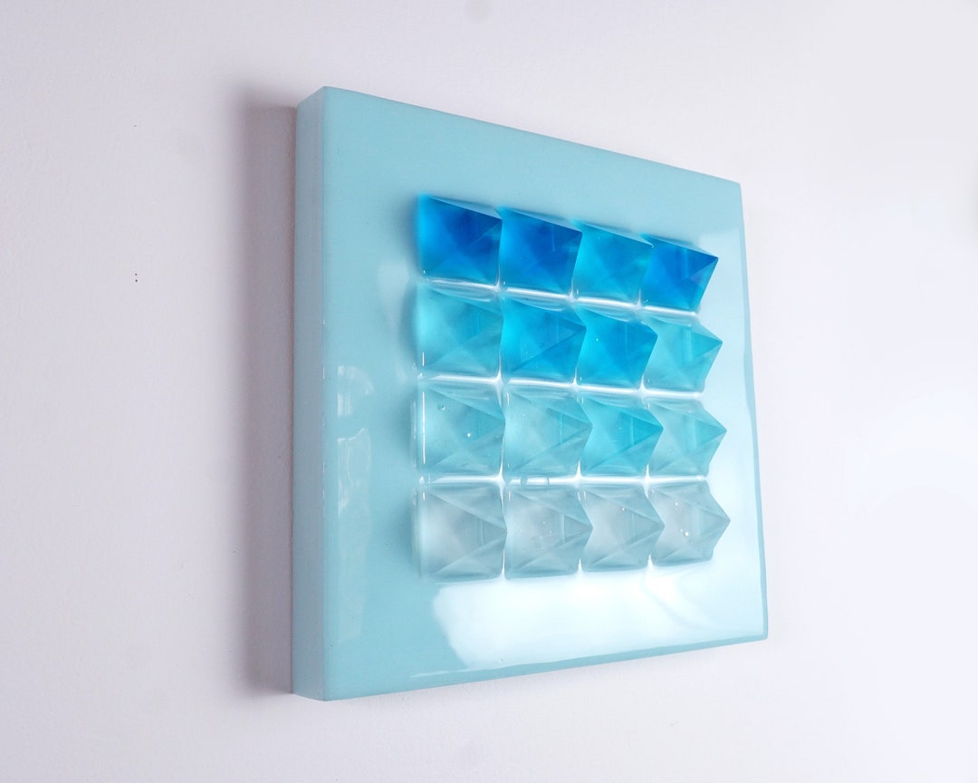 3D Wall Art Triangles Ocean Blue Home Decor, Geometric Wall Hanging ...