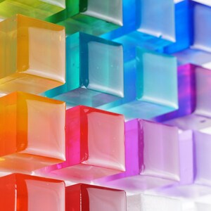 Rainbow Wall Art, Colorful Cubes, Resin Home Decor, Renosuns - Etsy