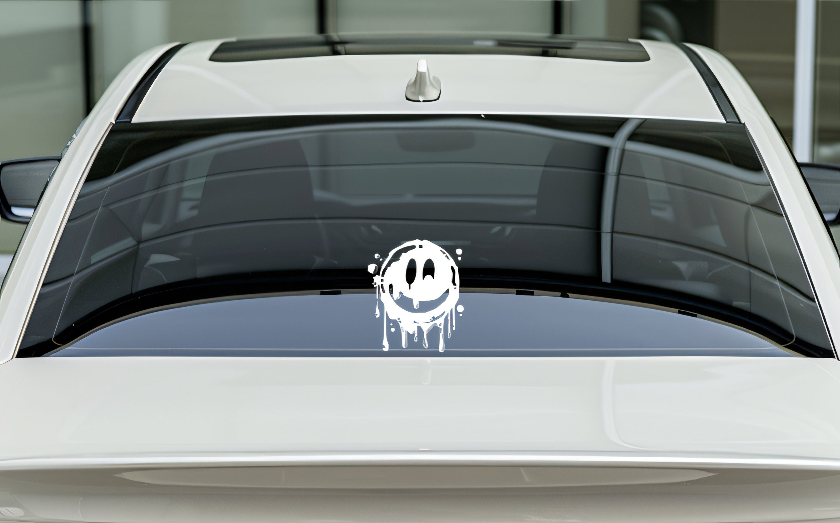 Vinyl Decal Melting Happy Face, Window Decals, Funny Stickers, Humorous ...