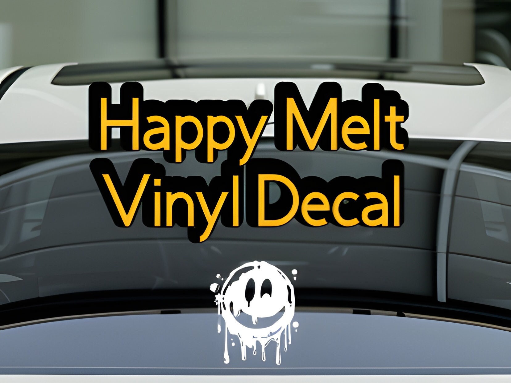 Vinyl Decal Melting Happy Face, Window Decals, Funny Stickers, Humorous ...