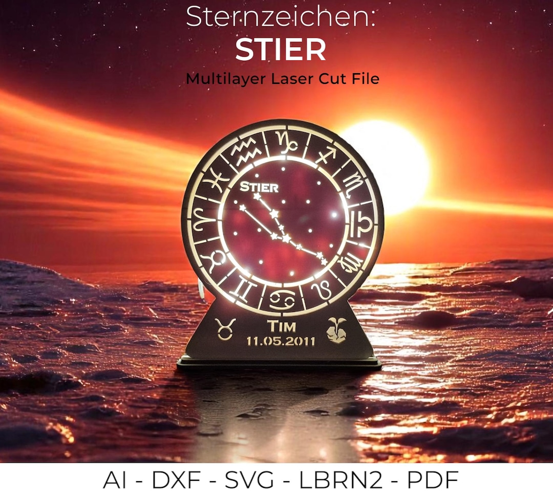 Taurus Laser Cut File | Zodiac Sign Taurus Lamp SVG | Multilayer Night ...