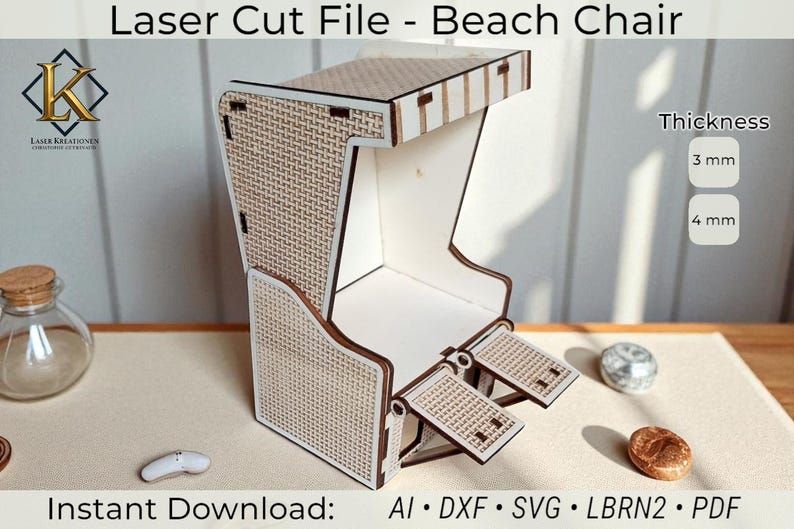 Laser Cut File Beach Chair Craft Kit | Laser File North Sea | Miniature ...