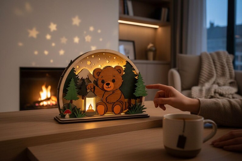 Orsetto luce notturna con taglio laser | Scatola luminosa a LED per ...