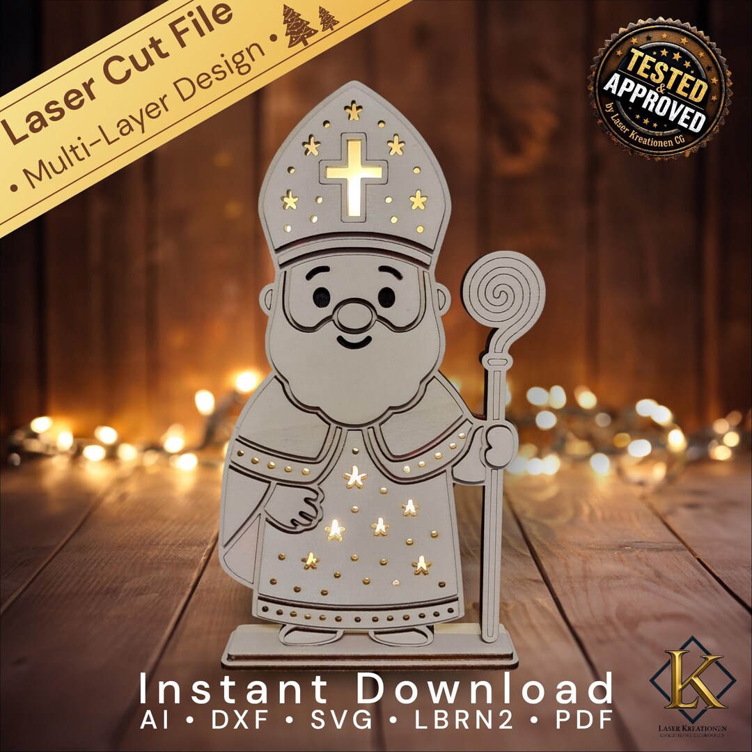 St. Nicholas Laser Cut File | Multi-layer SVG | Christmas Decoration ...