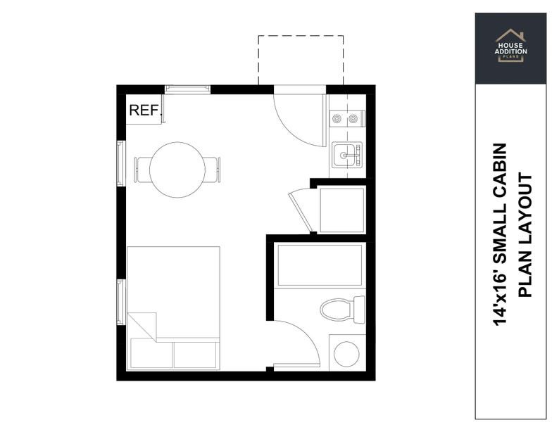 14ft X 16ft Small Cabin Blueprint - 224 Square Feet - DIY House Plan ...