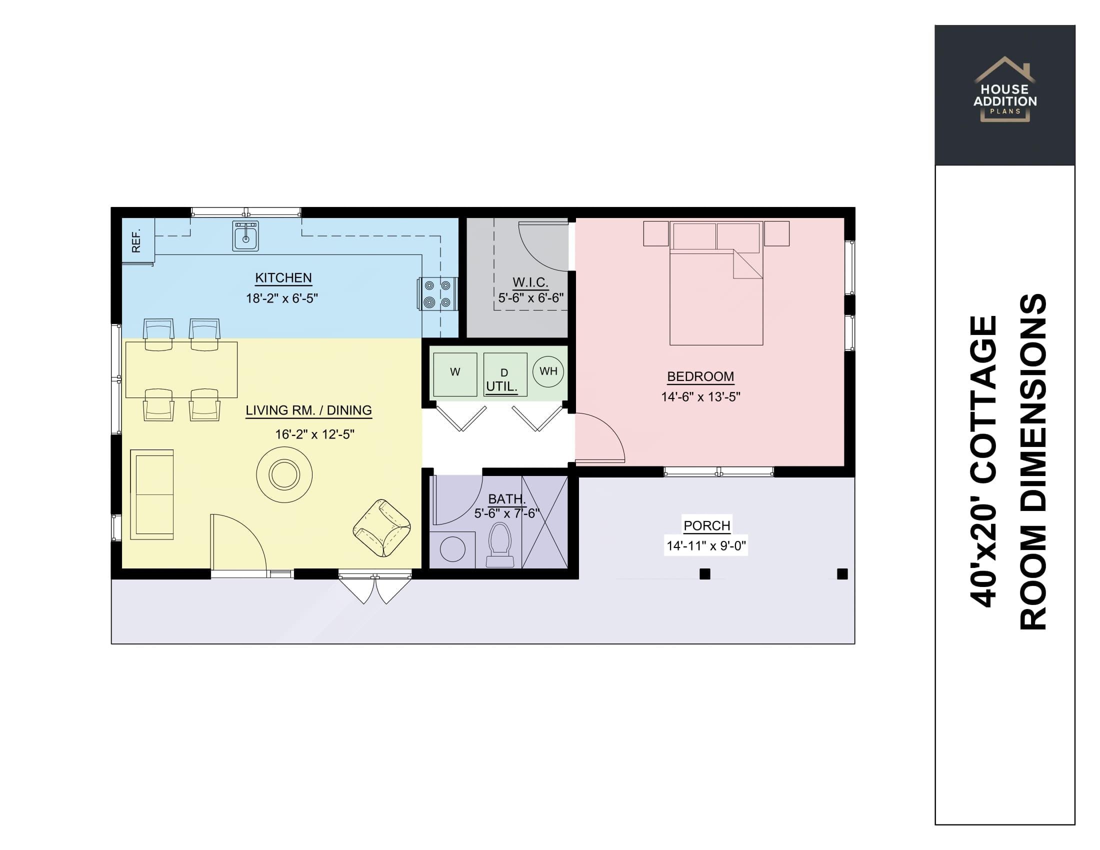 Cottage Blueprint: 1 Bed, 1 Bath - 646 Sq Ft (PDF Digital Download) - Etsy