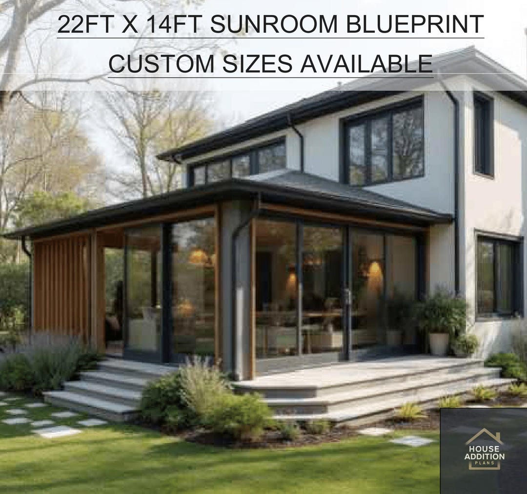 Custom Size Sunroom Addition Blueprint - DIY House Plan PDF Digital ...