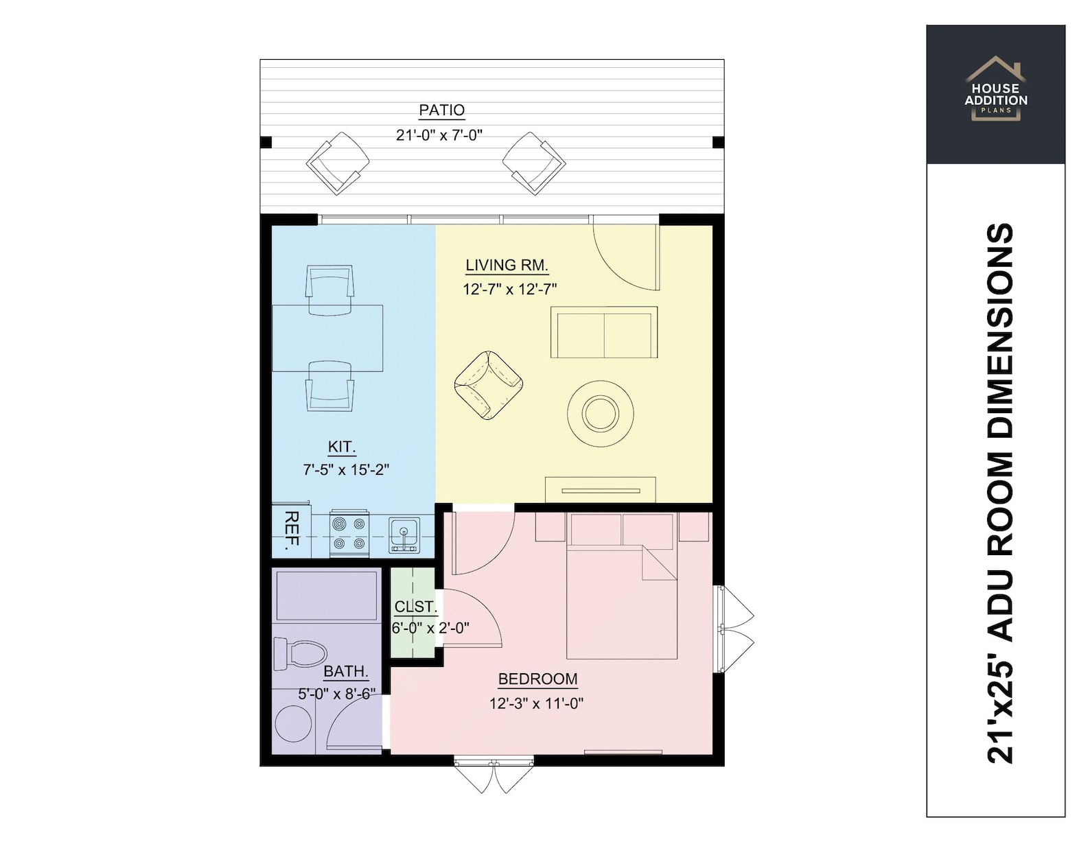 ADU Blueprint: 525 Sq Ft DIY House Plan (PDF Digital Download) - Etsy