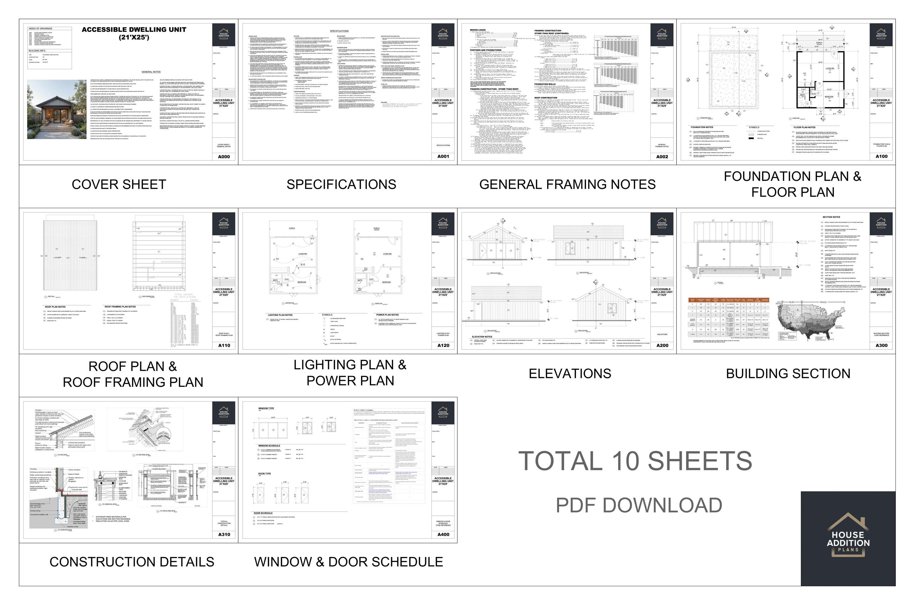 ADU Blueprint: 525 Sq Ft DIY House Plan (PDF Digital Download) - Etsy