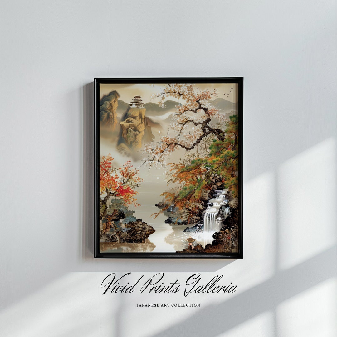Beautiful Japanese River and Waterfall Japanese Art Collection ...