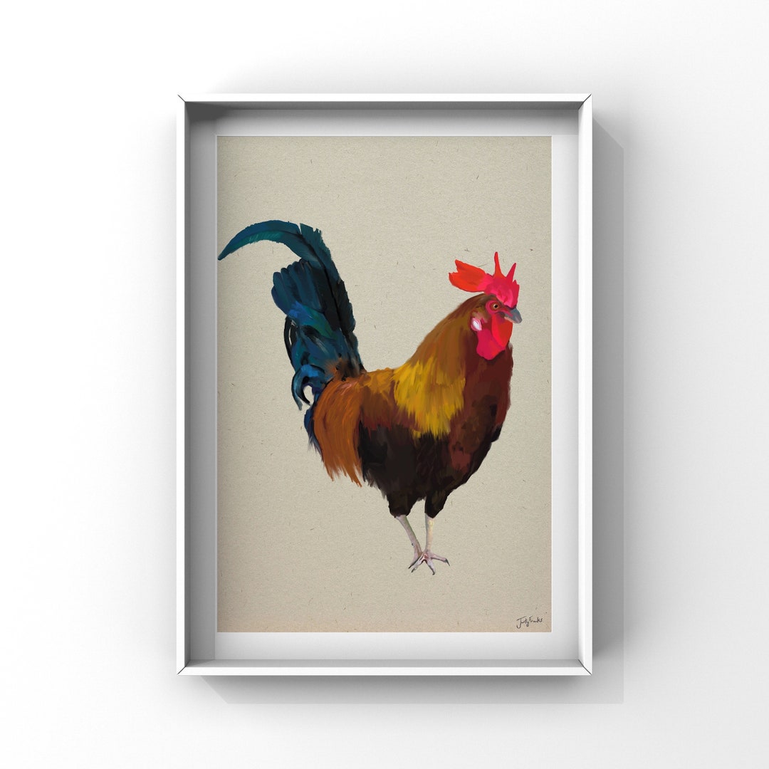 Cockerel Art, Rooster, Gift for Farmer, Chicken Gifts, Cock, Chicken ...