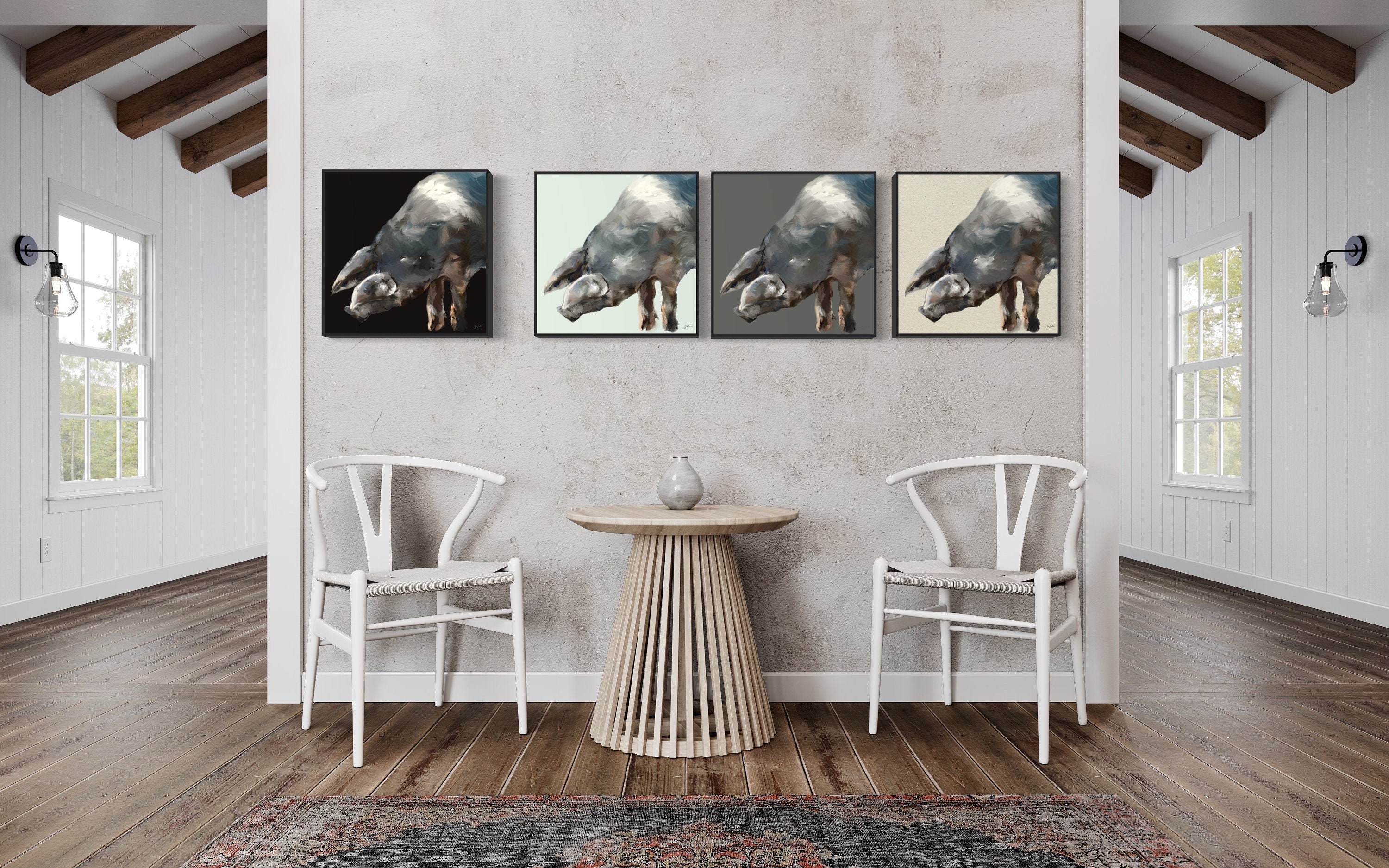 Pig Art Print, Digital Hand Drawn, Wall Art, Pig Kitchen Decor, Gift ...
