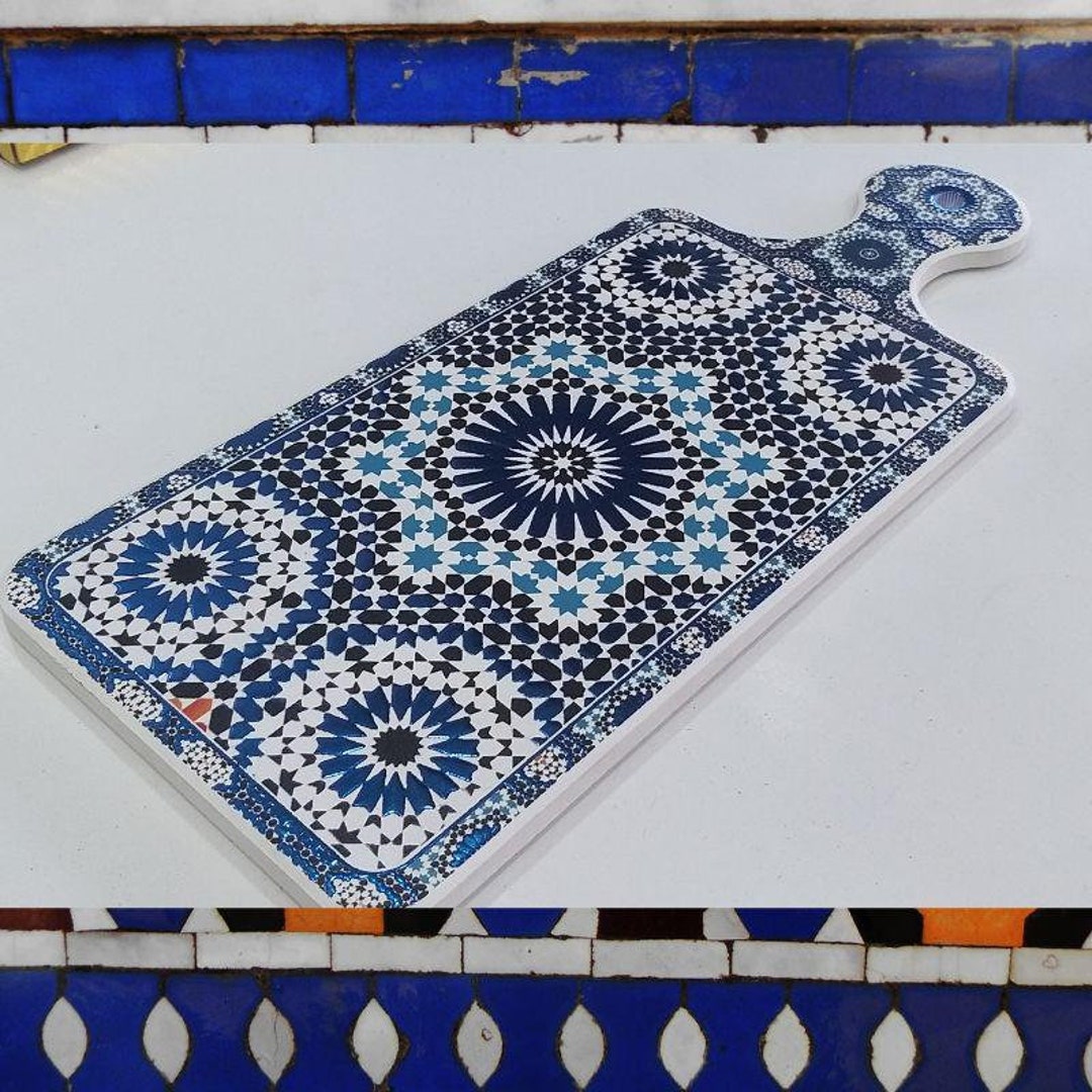 Moroccan Zellij Cutting Board.chefchaouen Blue Ocean Design, Moroccan ...