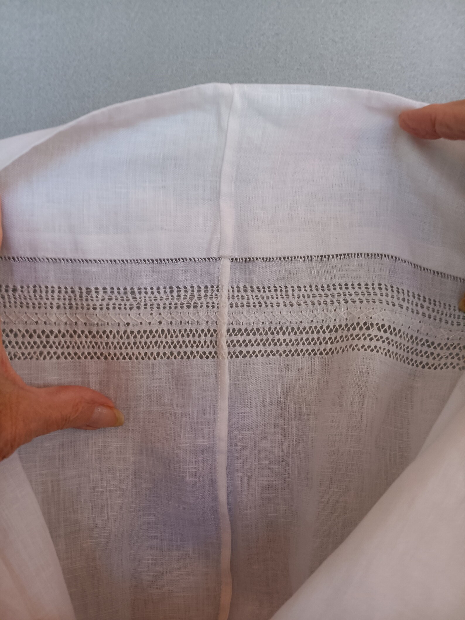Pulled Thread, Also Called Drawn Thread, White Linen Dress. All Pulled ...