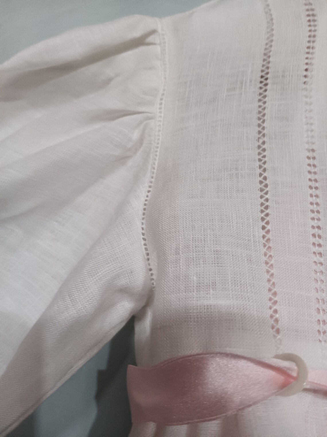 Pulled Thread, Also Called Drawn Thread, White Linen Dress. All Pulled ...