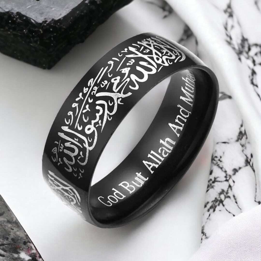 Titanium Steel Quran Messenger Rings Islamic Halal Words Rings Arabic ...