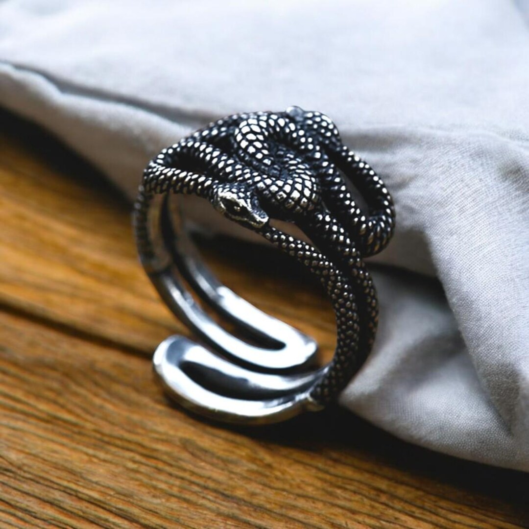 Stainless Steel Snake Ring Retro Snake Ring Gothic Ring Punk Biker ...
