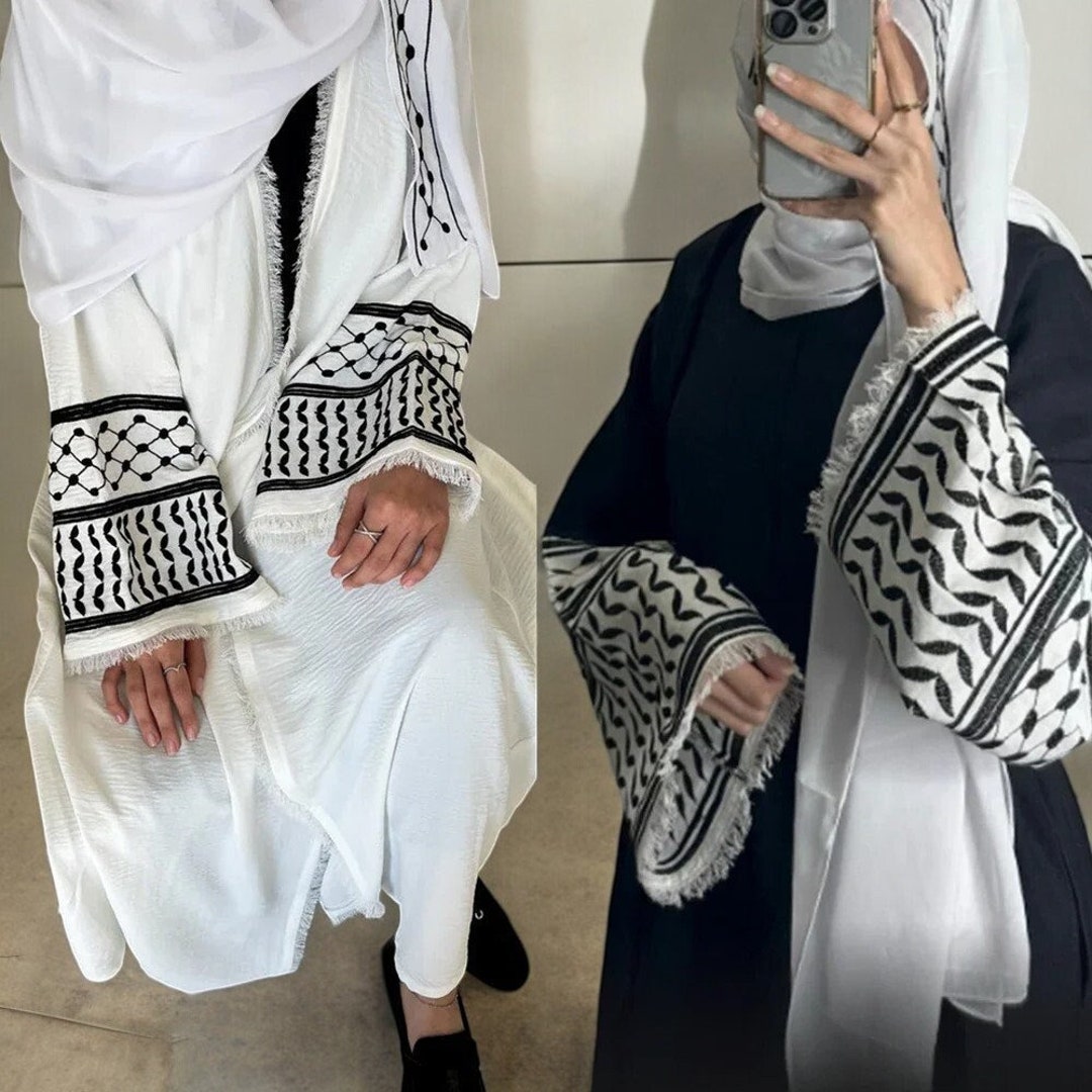Kuffiyeh Keffiyeh Palestine Abaya Jibab With Hijab Khimar Kaftan Tassel ...