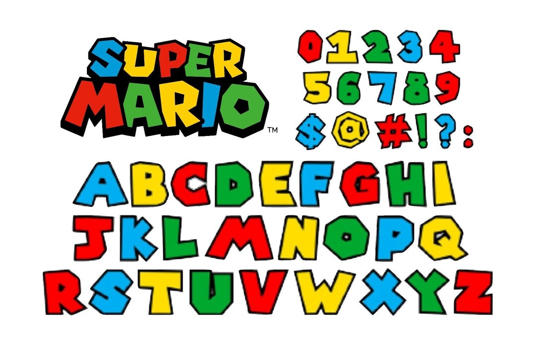 Super Mario Font, Mario Font, Super Mario Letters, Super Mario Font Svg ...