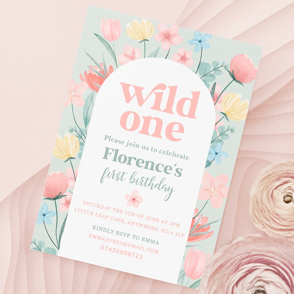 Editable Flower Birthday Invitation, Pretty Wildflower Birthday Invite ...