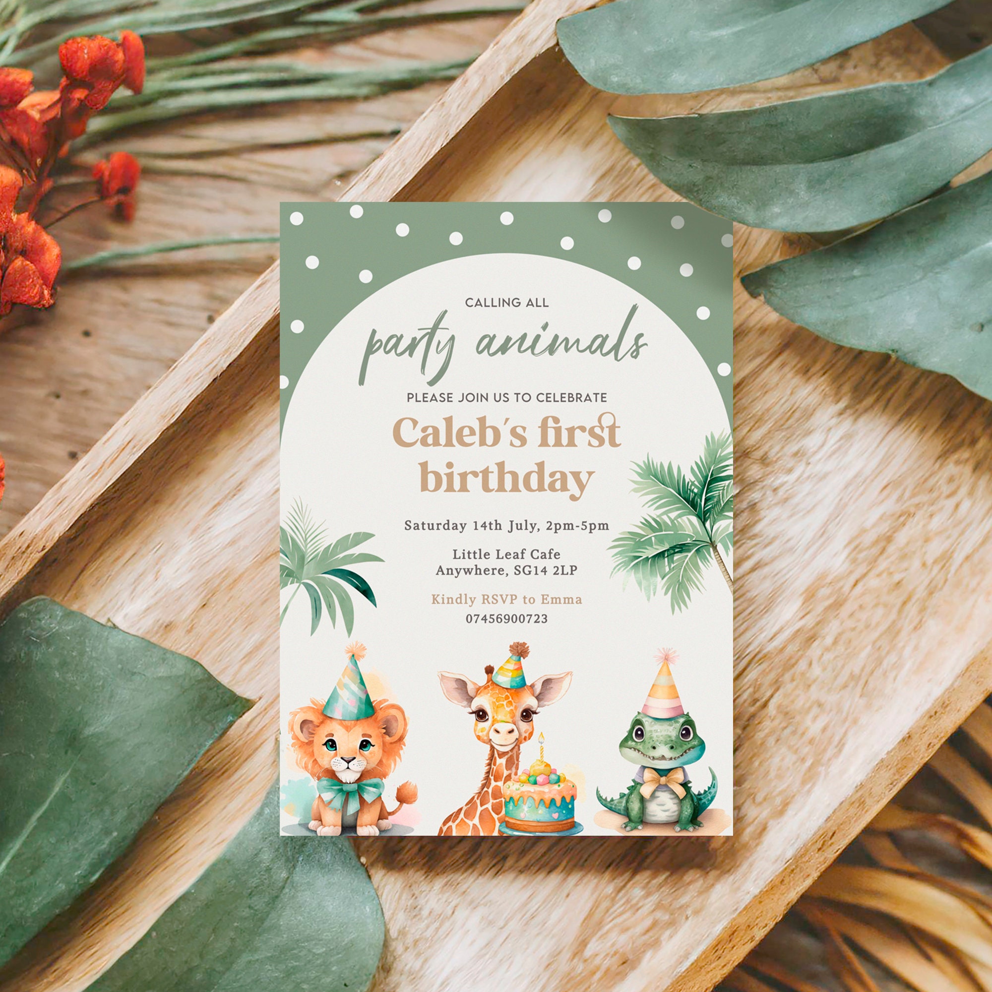 Editable Party Animals Birthday Invitation, Wild Safari Animal ...