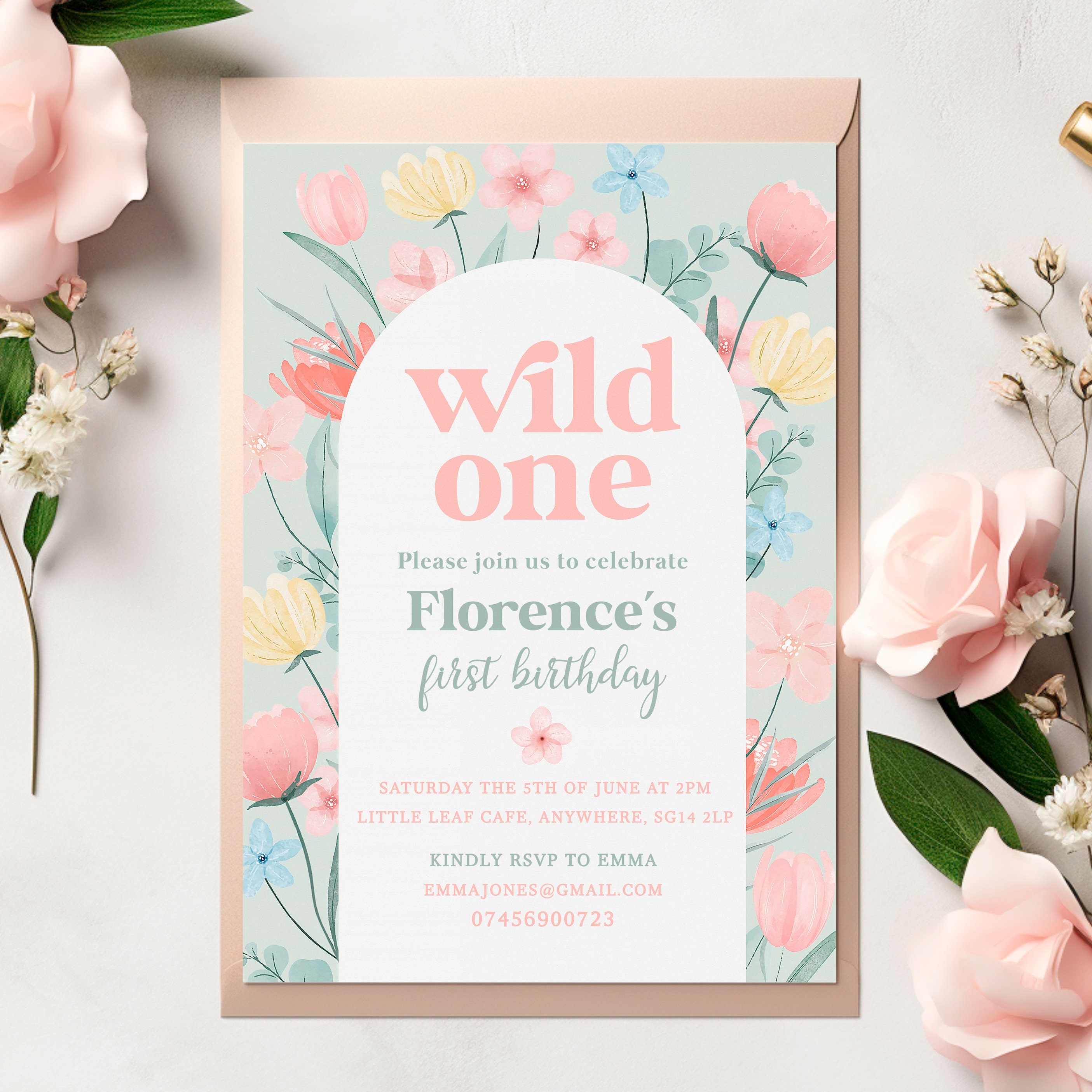 Editable Flower Birthday Invitation, Pretty Wildflower Birthday Invite ...