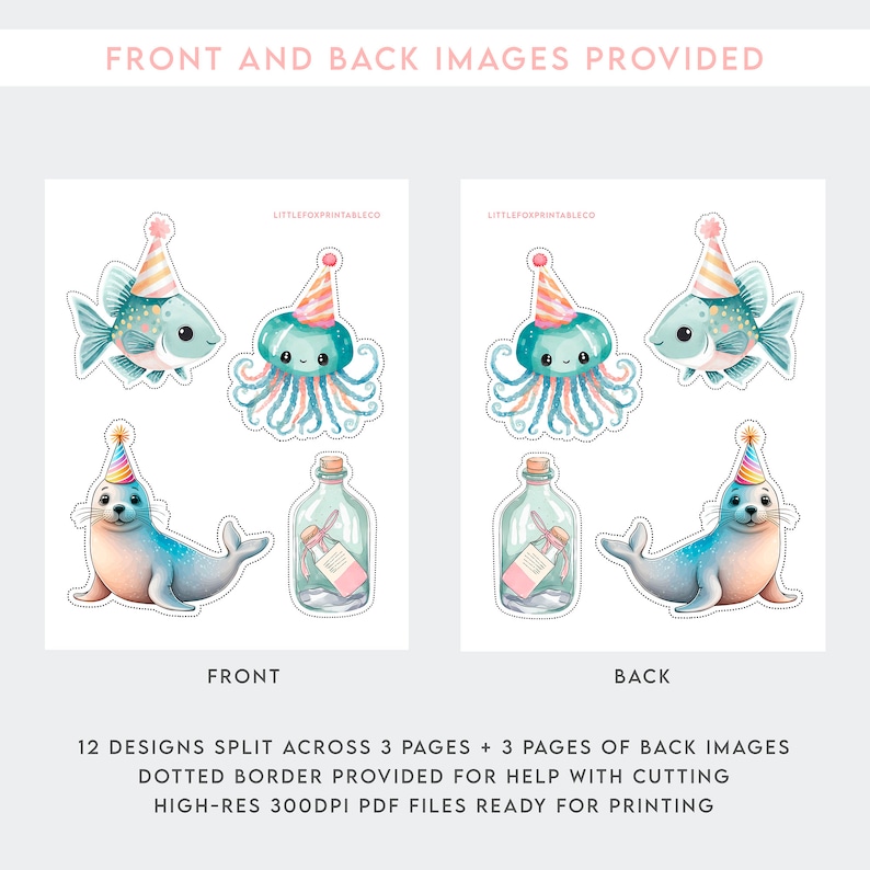 Printable Ocean Animal Cake Toppers, Oneder the Sea Centerpieces, Under ...