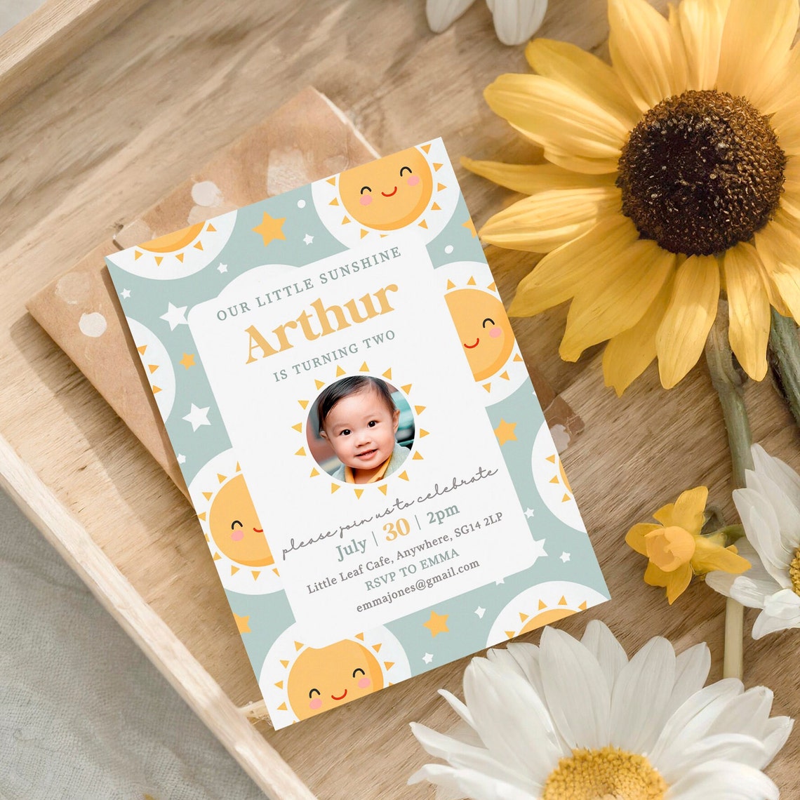 Editable Sunshine Birthday Invitation, Our Little Sunshine Birthday ...