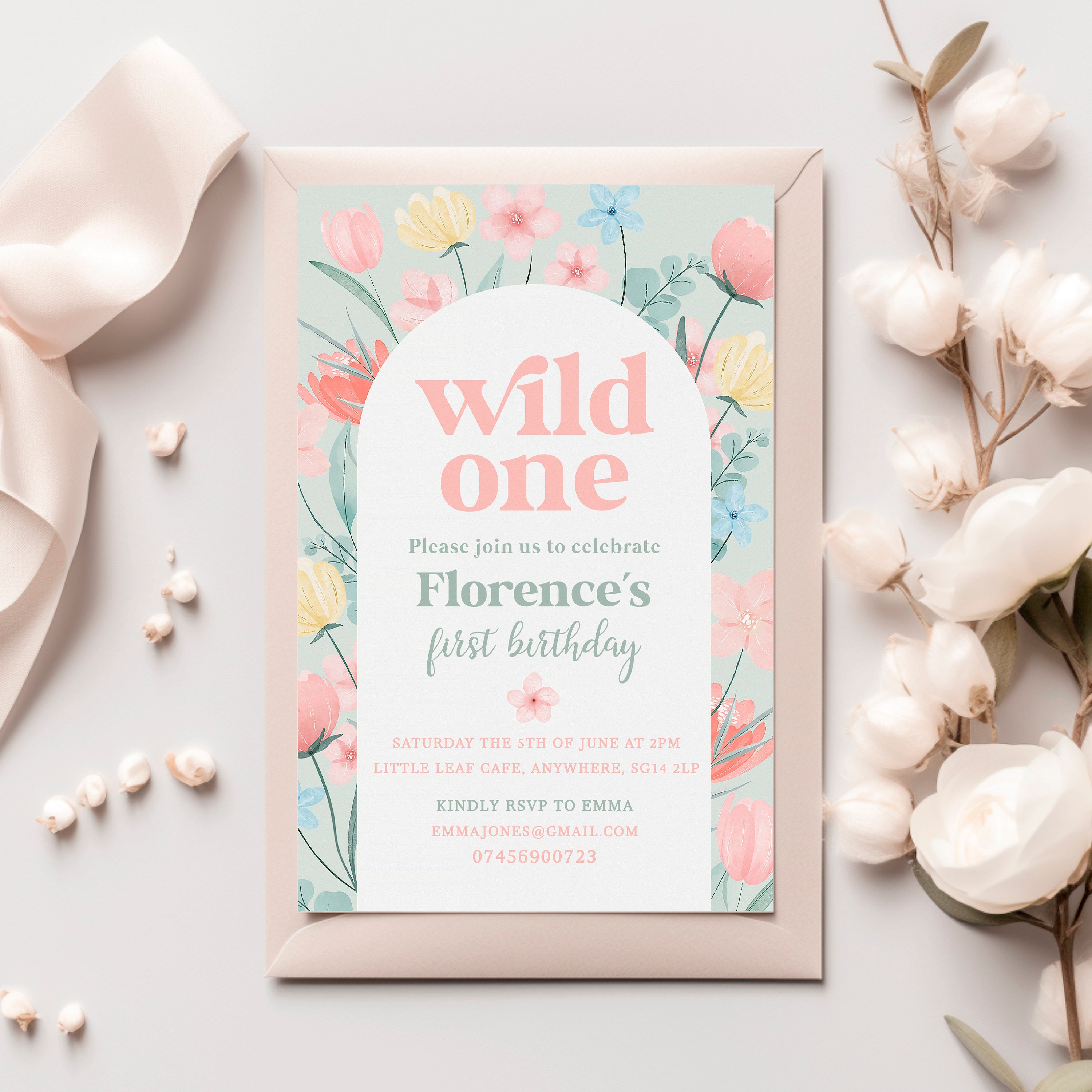 Editable Flower Birthday Invitation, Pretty Wildflower Birthday Invite ...