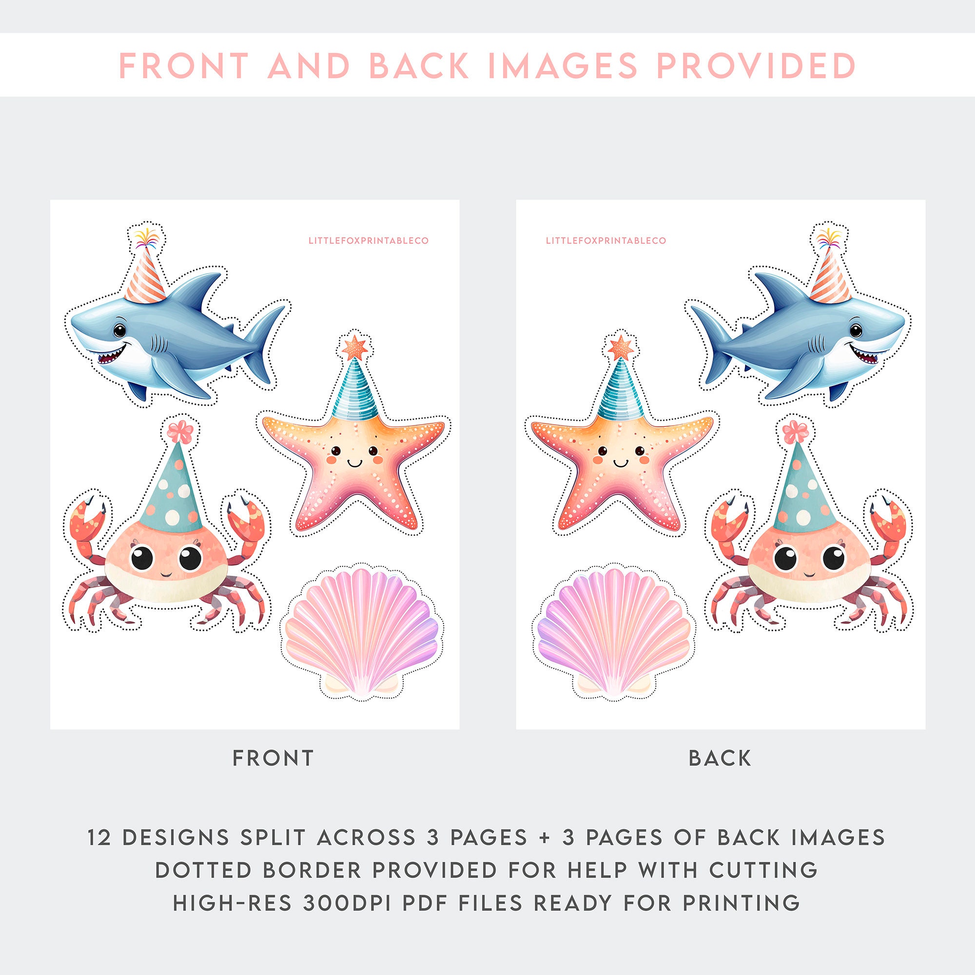 Printable Ocean Animal Cake Toppers, Oneder the Sea Centerpieces, Under ...