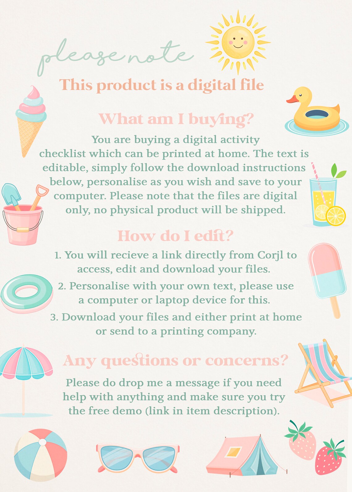 Editable Summer Bucket List Printable, Summer Break Bucket List ...