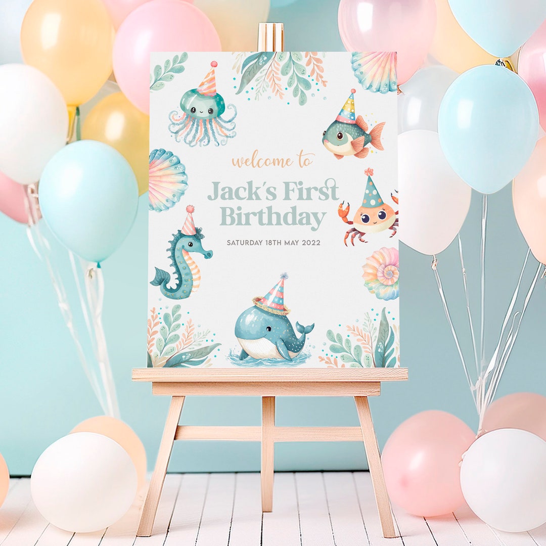 Oneder the Sea Party Welcome Sign, 1st Birthday Ocean Welcome Sign ...