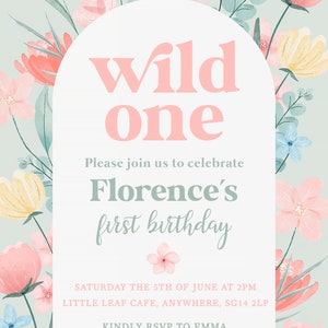 Editable Flower Birthday Invitation, Pretty Wildflower Birthday Invite ...