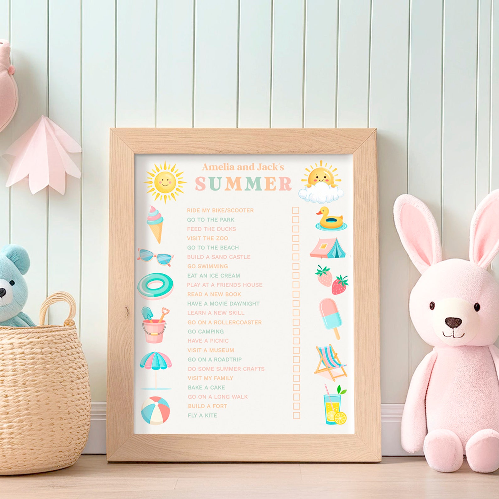 Printable Summer Calendar Poster and Summer Checklist, Summer Schedule ...