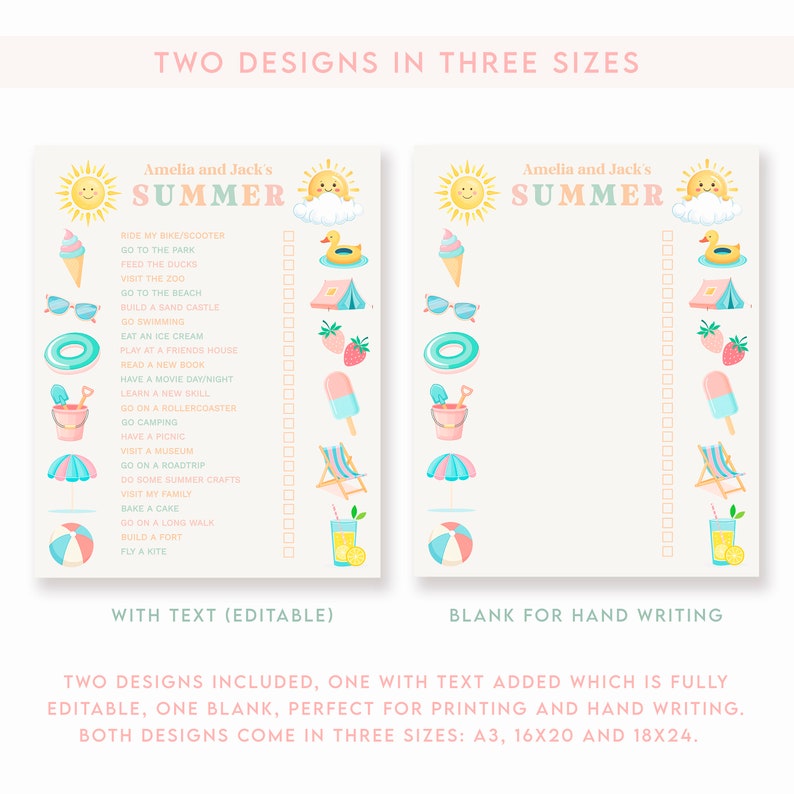 Editable Summer Bucket List Printable, Summer Break Bucket List ...