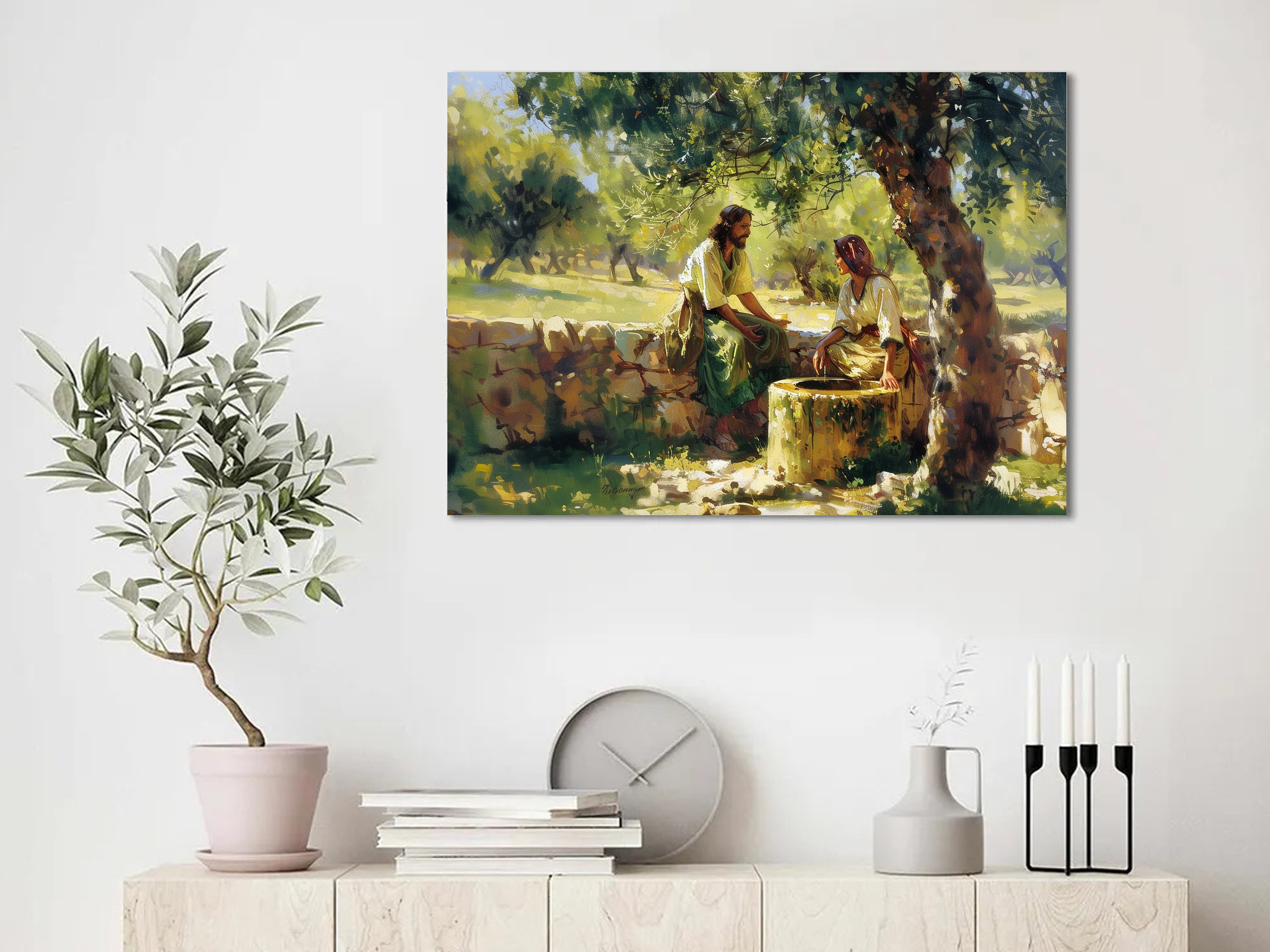 Jesus Talking to a Samaritan Woman Woman Art Christian Bible Decor ...