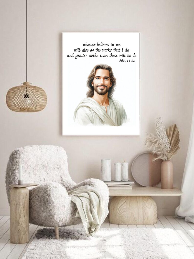 Jesus Christ Portrait, Bible Verse, Christian Wall Art (digital ...