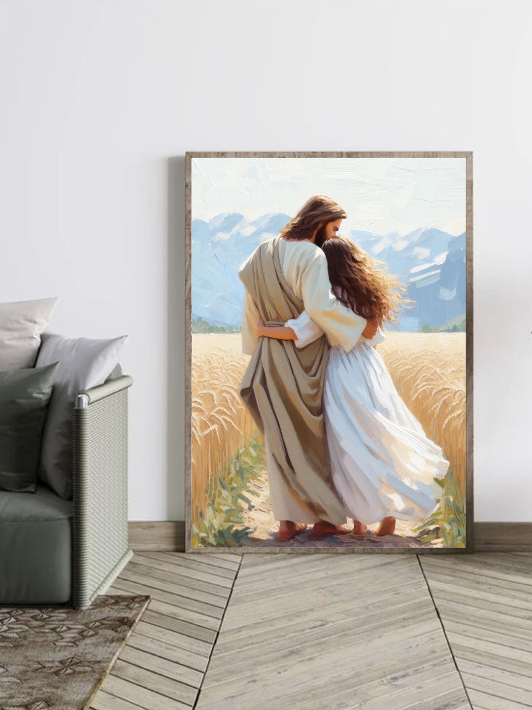 Jesus Hugging Girl Art Print, Christian Painting (digital Download) - Etsy