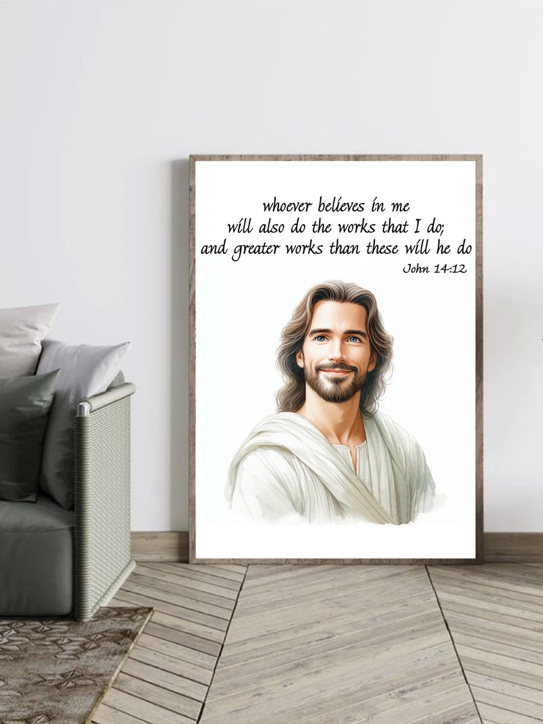 Jesus Christ Portrait, Bible Verse, Christian Wall Art (digital ...