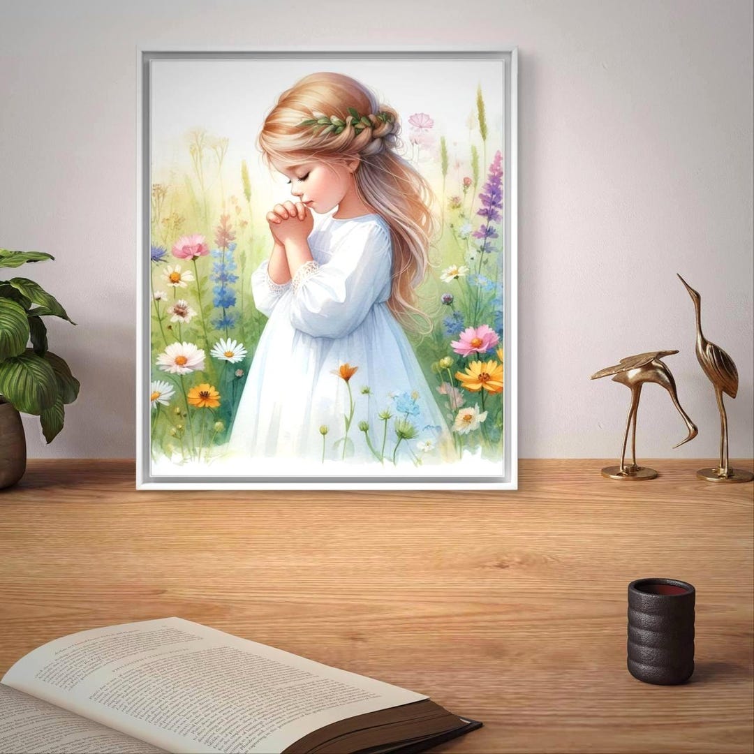 Praying Girl – Christian Nursery Wall Art, Printable Prayer Artwork for ...